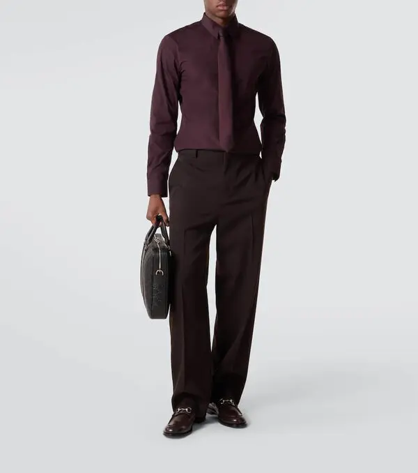 Gucci Gg Embossed Leather Briefcase