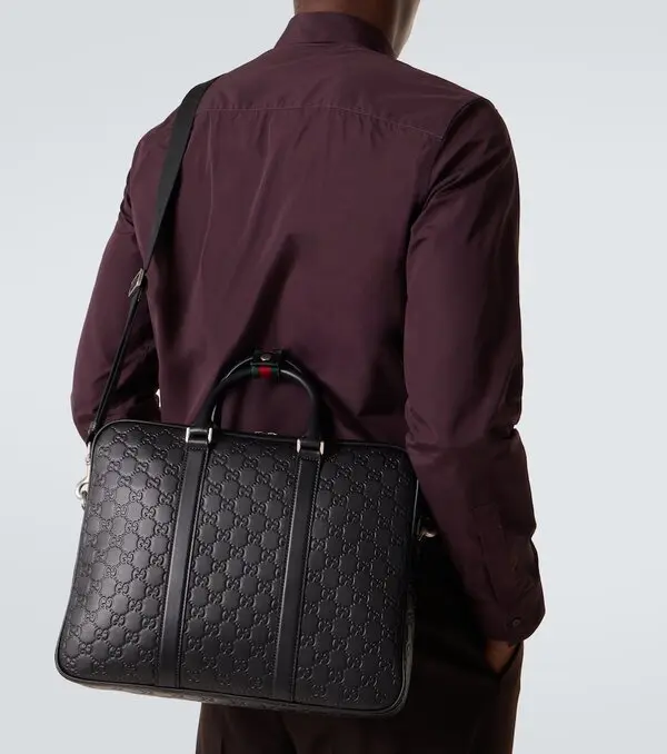 Gucci Gg Embossed Leather Briefcase