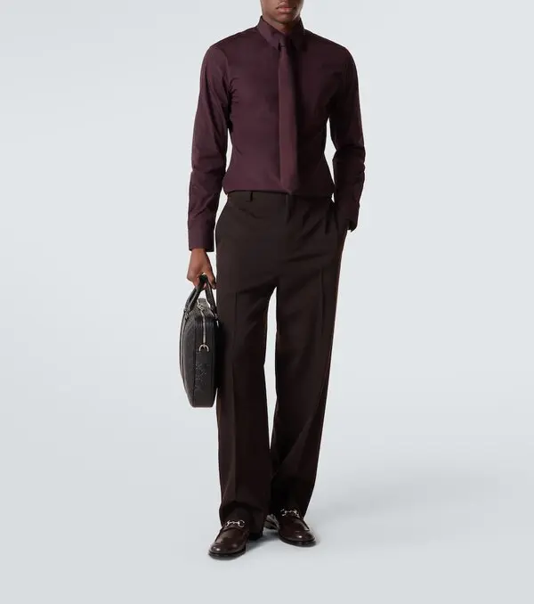 Gucci Gg Embossed Leather Briefcase