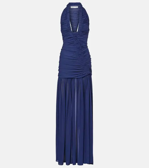 Christopher Esber Orion Ruched Halterneck Gown - Blue