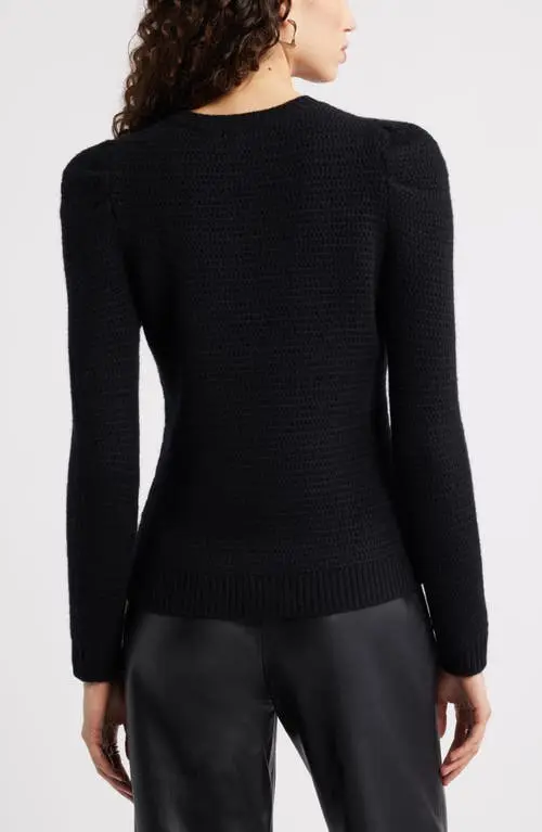 Nordstrom Wool And Cashmere Puff Sleeve Sweater - Black Rock