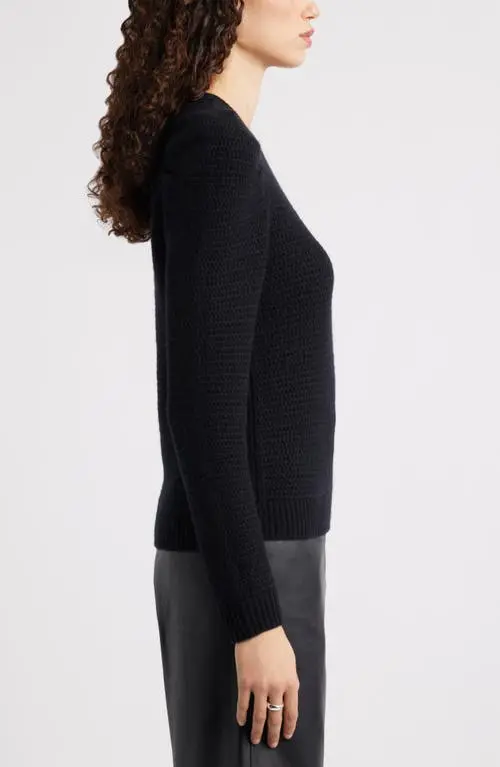 Nordstrom Wool And Cashmere Puff Sleeve Sweater - Black Rock