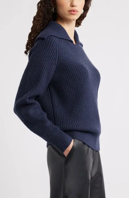 Nordstrom Ribbed Sailor Collar Sweater - Navy Night