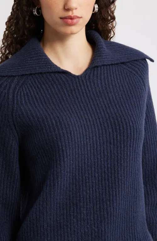 Nordstrom Ribbed Sailor Collar Sweater - Navy Night