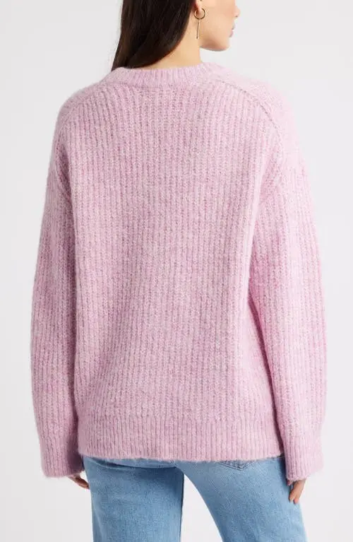 OPEN EDIT Oversized Fuzzy Knit Sweater - Purple Pastel