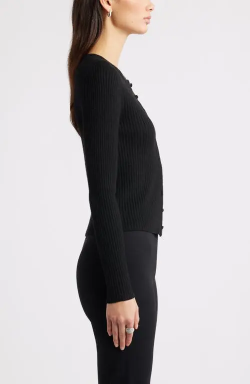 OPEN EDIT Ribbed Crewneck Cardigan
