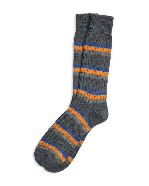 CELTIC & CO. Cotton-blend Stripe Socks - Charcoal