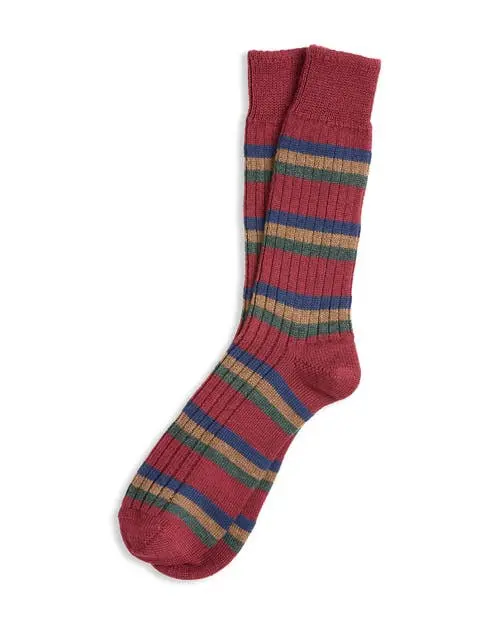 CELTIC & CO. Cotton-blend Stripe Socks - Dark Rust