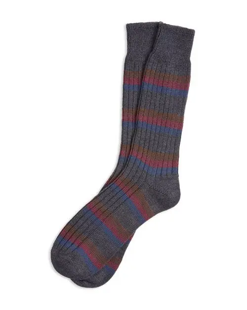 CELTIC & CO. Cotton-blend Stripe Socks - Navy