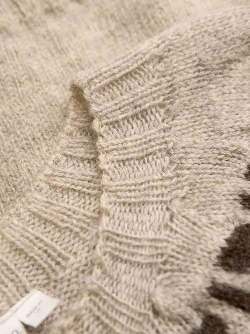 CELTIC & CO. British Wool Chevron Fair Isle Yoke Cardigan