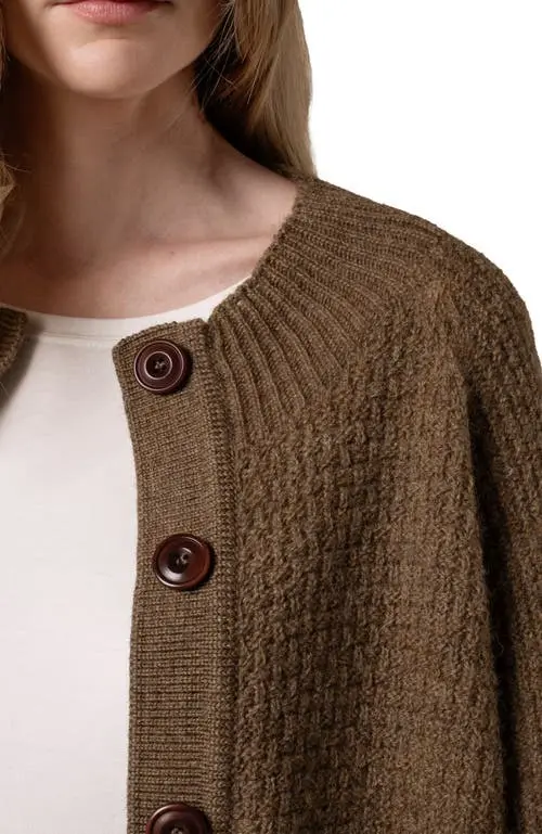 CELTIC & CO. British Wool Moss Stitch Cardigan - Walnut