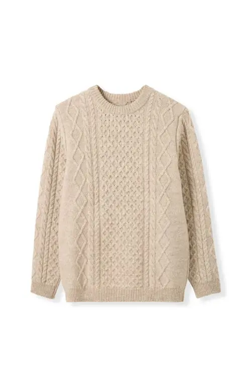 CELTIC & CO. Cable Knit Merino Wool Sweater