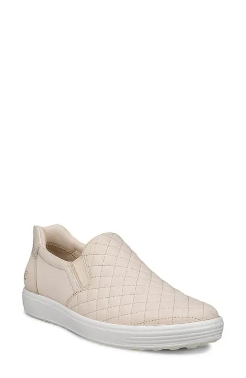 Ecco Soft 7 Quilted Slip-on Sneakers - Limestone/limestone