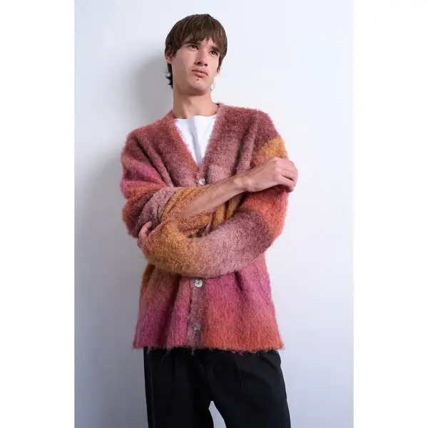 Topman Oversized Ombré Stripe Cardigan