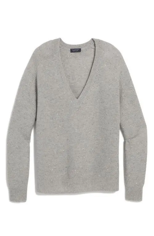 Vineyard Vines Sequin Accent Wool & Cashmere V-neck Sweater