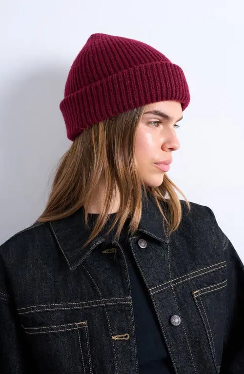 Topshop Henry Ribbed Beanie - Burgundy
