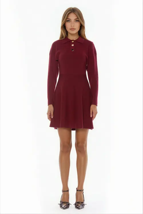 ALEXIA ADMOR Fit And Flare Mini Dress - Burgundy