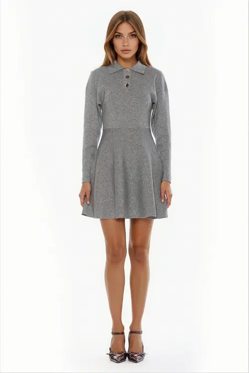 ALEXIA ADMOR Fit And Flare Mini Dress - Heather Grey