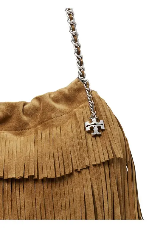 Tory Burch Fleming Suede Fringe Hobo Bag - Wild Tabacco