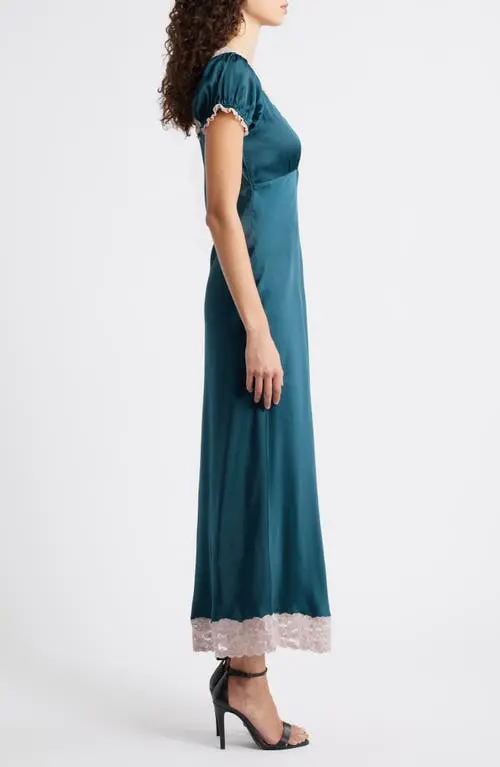 LoveShackFancy Taylis Lace-trimmed Satin Maxi Dress - Emerald Green