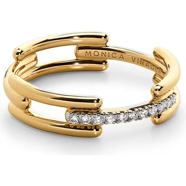 Monica Vinader Signature Link Lab Grown Diamond Ring - Yellow Gold