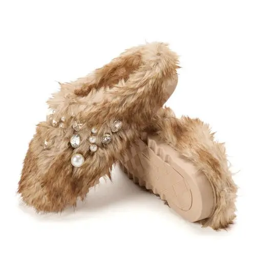 DEARFOAMS Annabelle Pile Embellished Clog Slipper - Natural