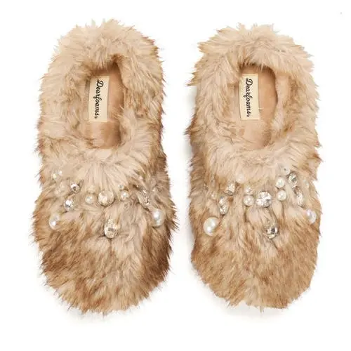DEARFOAMS Annabelle Pile Embellished Clog Slipper - Natural