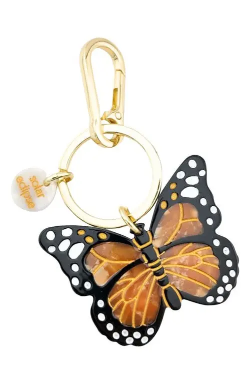 SOLAR ECLIPSE Hand-painted Monarch Butterfly Key Chain Bag Charm - Orange