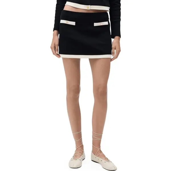 Mango Contrast Knit Mini Skirt