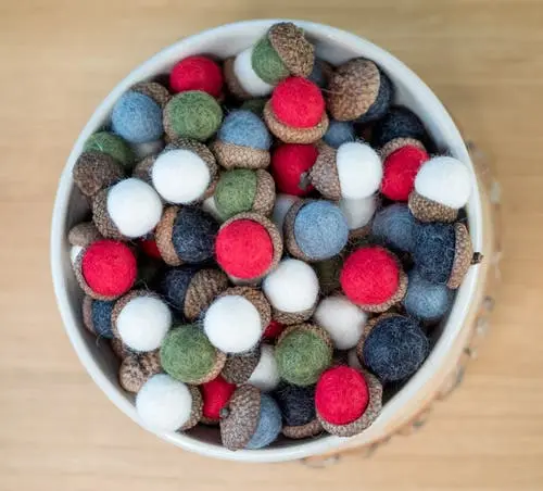 ROOT TO VINE Felt Christmas Acorns- Set Of 15