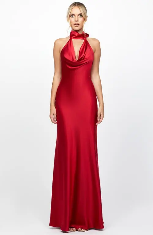 BARIANO Kylee Halter Cowl Maxi Gown