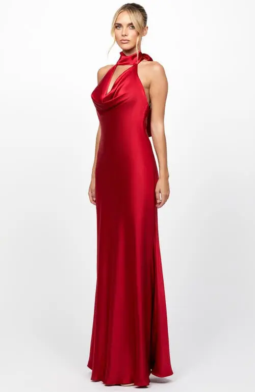 BARIANO Kylee Halter Cowl Maxi Gown