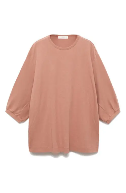 Mango Puff Sleeve Cotton Pajama Top - Medium Pink
