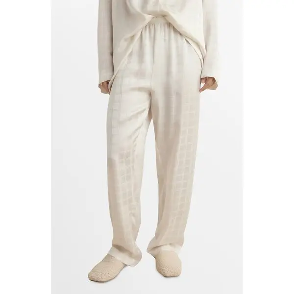 Mango Check Pajama Pants - Ivory White