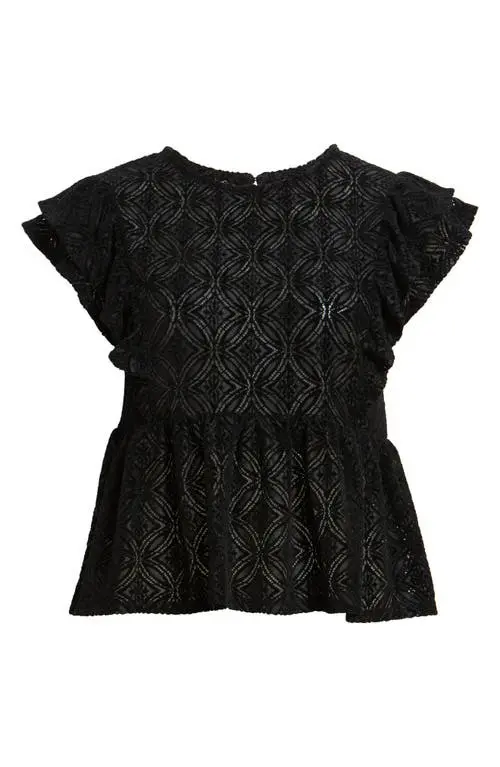 Treasure & Bond Flutter Sleeve Peplum Top - Black