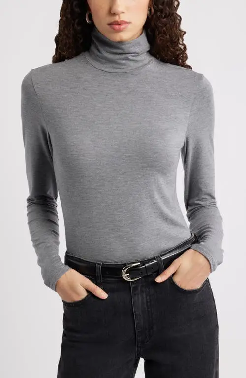 Nordstrom Turtleneck Knit Top - Grey Dark Heather