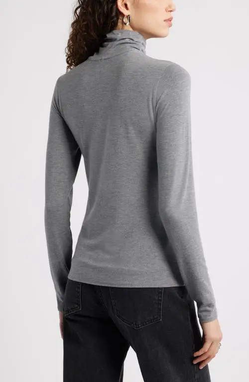 Nordstrom Turtleneck Knit Top - Grey Dark Heather