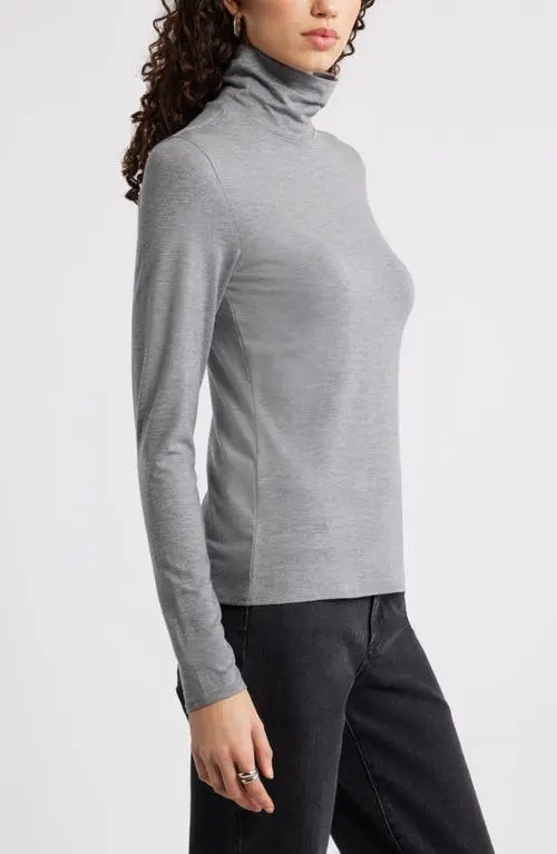 Nordstrom Turtleneck Knit Top - Grey Dark Heather