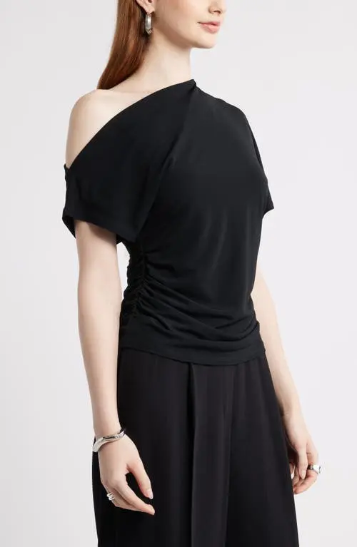 Nordstrom One-shoulder Draped Knit Top - Black