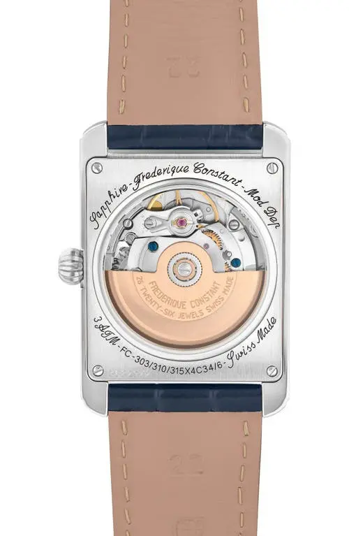 FREDERIQUE CONSTANT Classics Carrée Leather Strap Watch