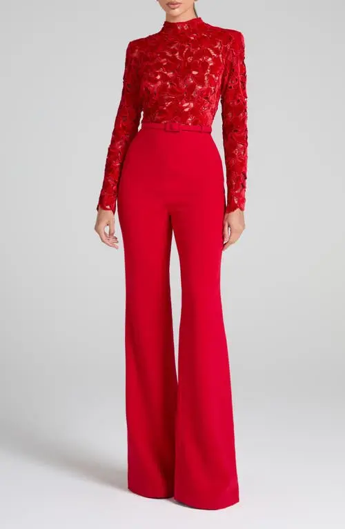 NADINE MERABI Eleanor Wide Leg Jumpsuit - Red