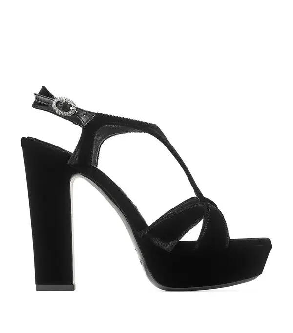 JIMMY CHOO Kesia 120 Velvet Sandals - Black
