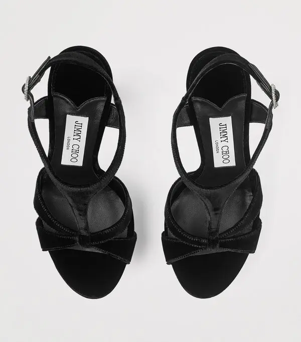 JIMMY CHOO Kesia 120 Velvet Sandals - Black