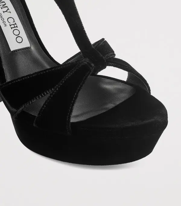 JIMMY CHOO Kesia 120 Velvet Sandals - Black