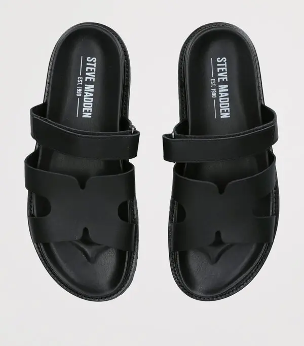 Steve Madden Suede Manu Slides - Black