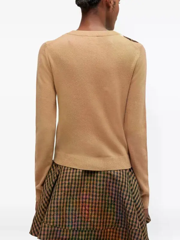 GANNI Argyle Print Wool And Cashmere Cardigan - Brown