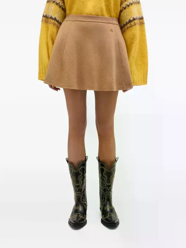 GANNI Cashmere Wool Mini Skirt - Brown