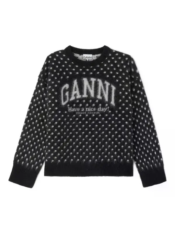 GANNI Polka Dot Brushed Sweater