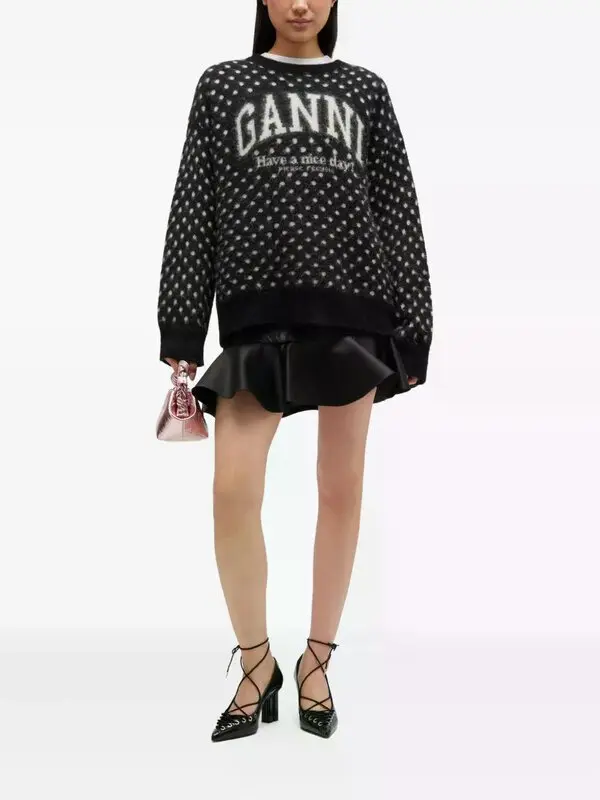 GANNI Polka Dot Brushed Sweater