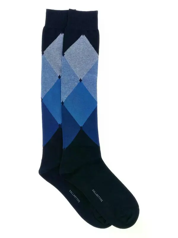 BALLANTYNE Diamond-patterned Stockings - Blue